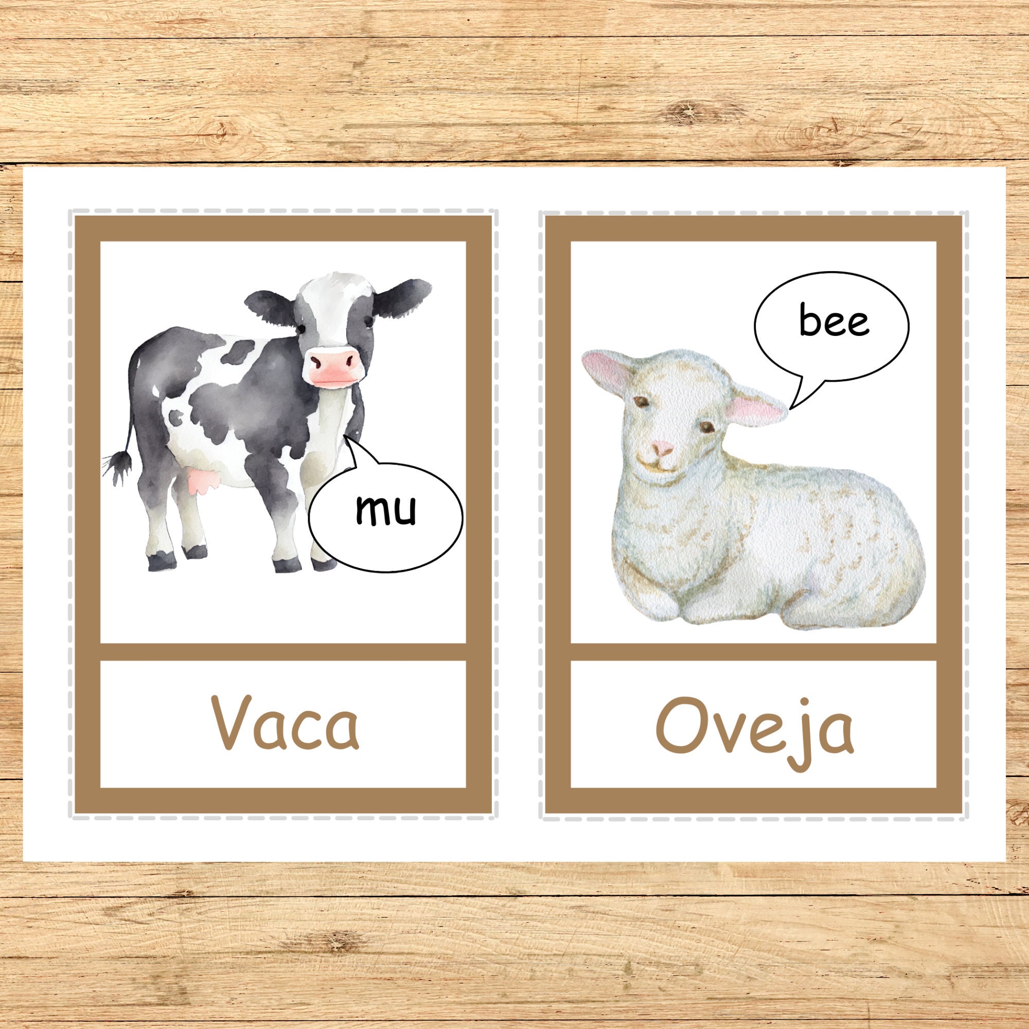 Spanish Animals Names and Their Sounds Flashcards - Animal Names and ...