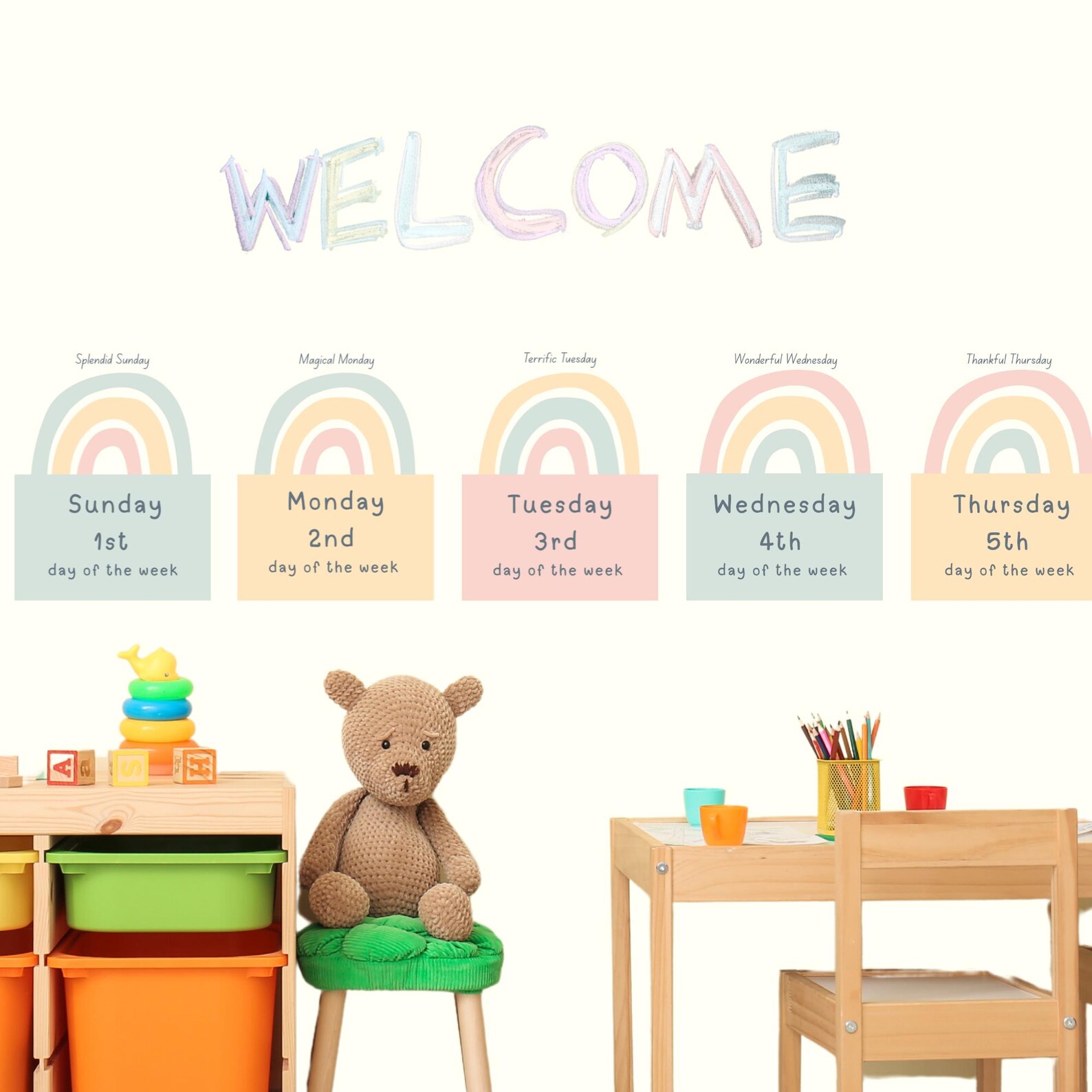 Boho Classroom Days of the Week Printable, Neutral Colors (digital ...