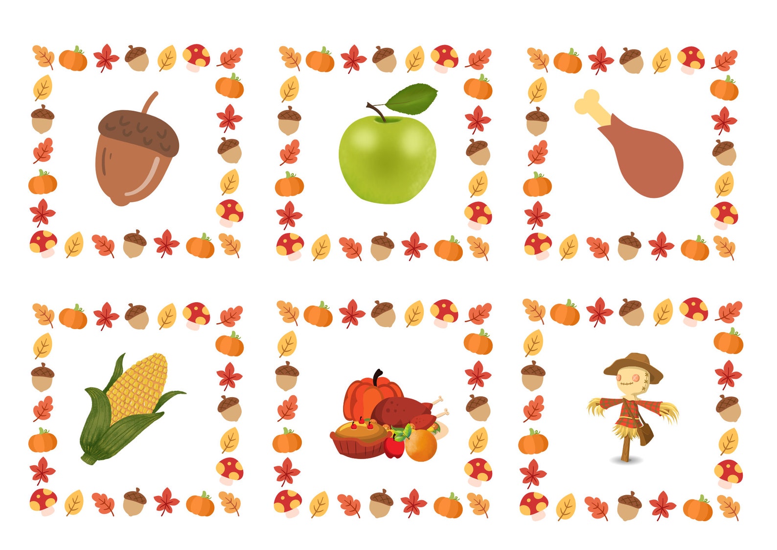 Thanksgiving Memory and Matching Game. Instant Digital Download ...