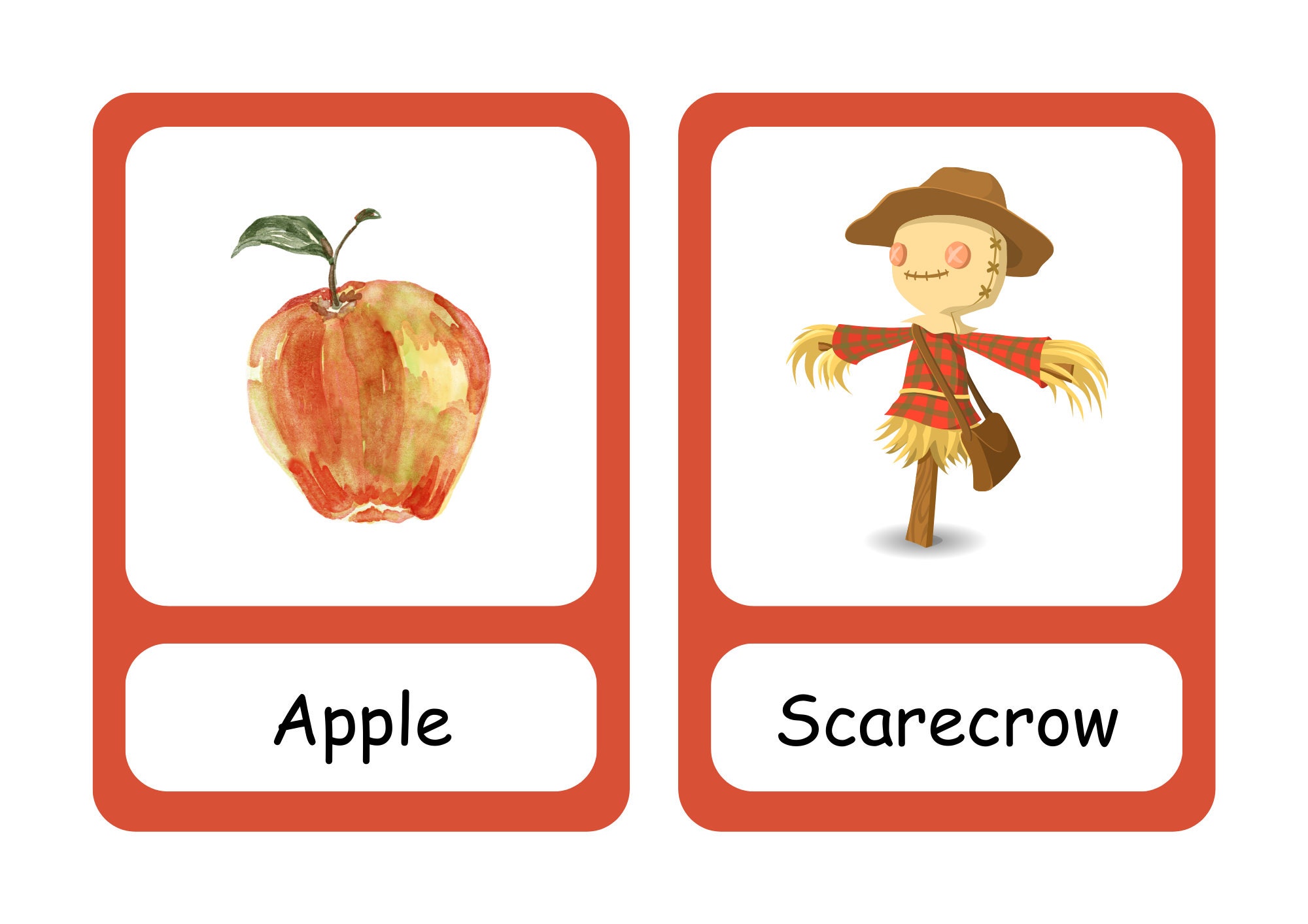 Printable Fall Flashcards, Autumn Vocabulary (PDF Pattern) - Etsy