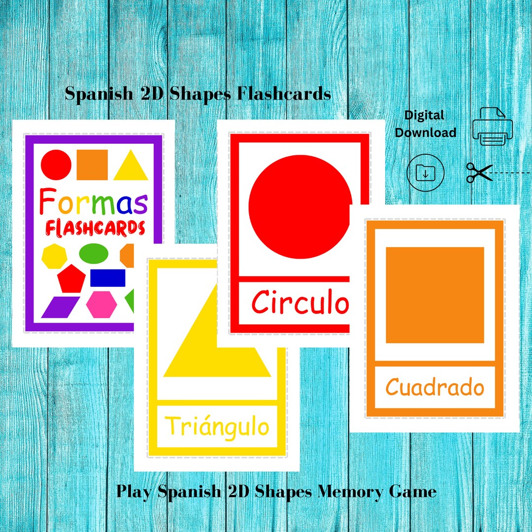Spanish Digital 2D Shapes Flashcards - Learning Spanish 2D Shapes, for ...