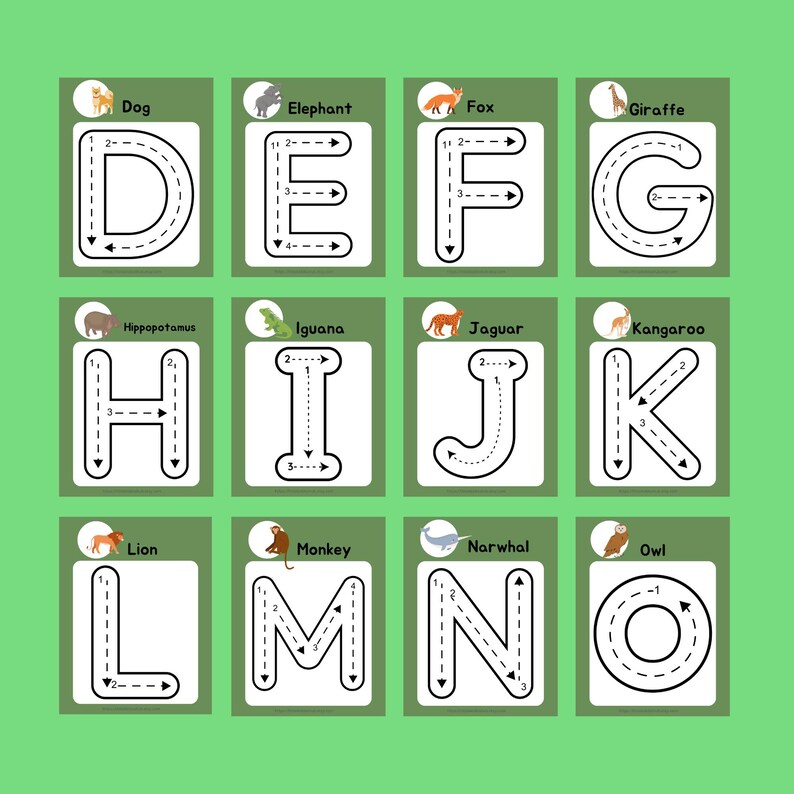 Animal Alphabet Tracing, Play-dough Mat, Tracing ABC, Pre-writing ...