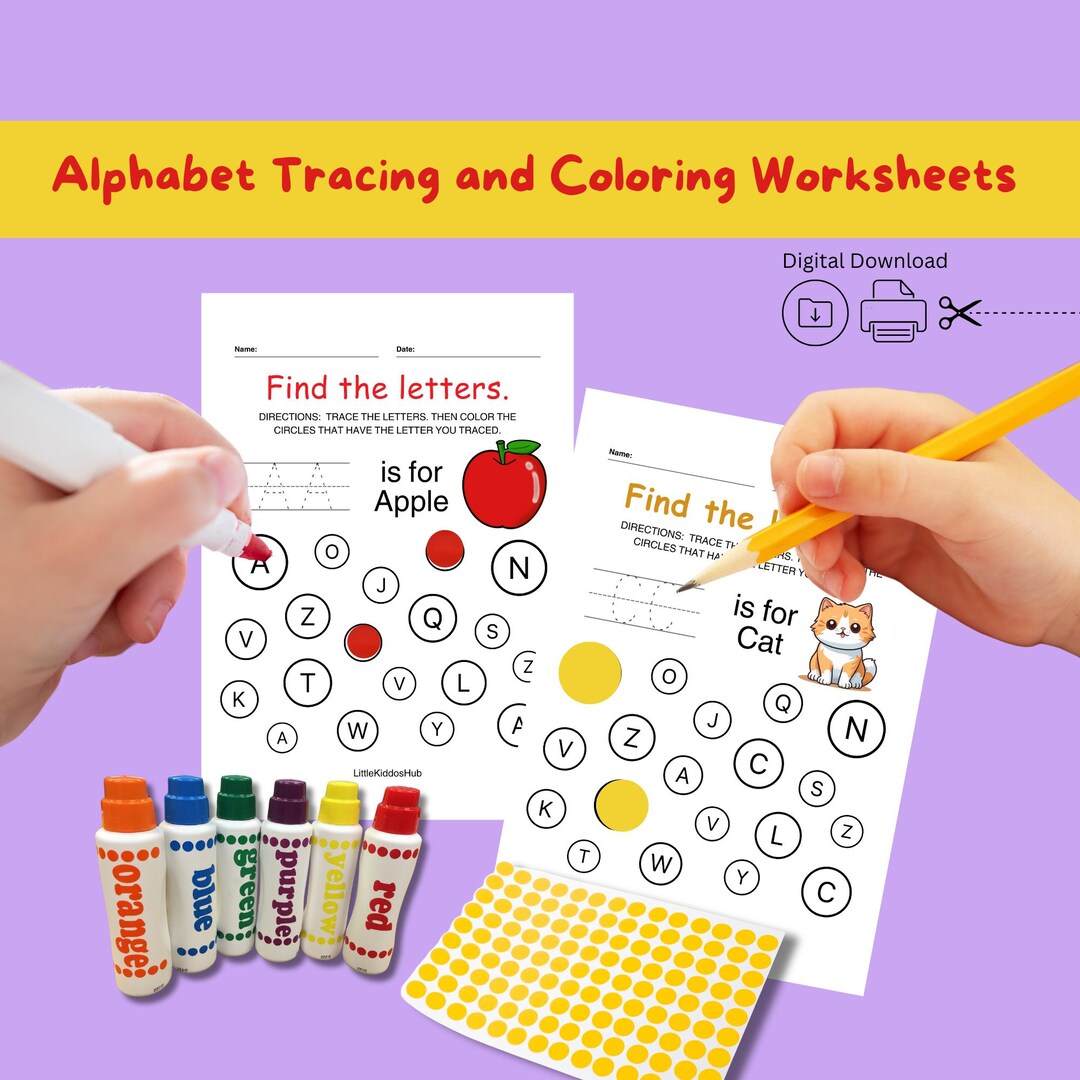 Alphabet Worksheet, Tracing ABC, Learning Writing Skills, Toddler ...