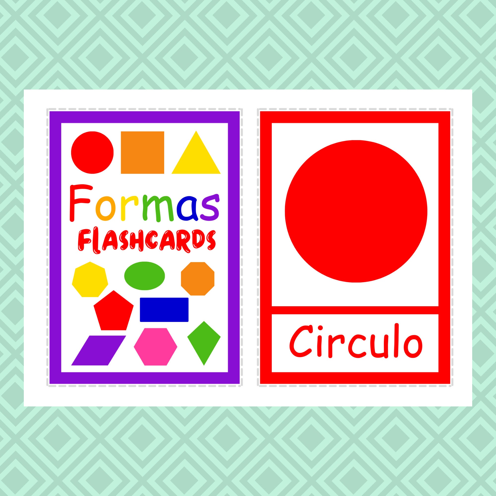 Spanish Digital 2D Shapes Flashcards - Learning Spanish 2D Shapes, for ...