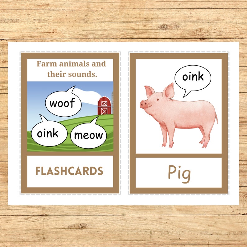 Animals and Their Sounds Flashcards Learning the Animal Names and ...