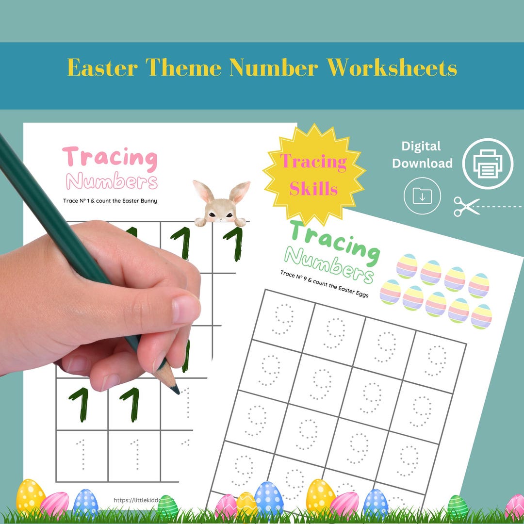 Easter Number Tracing, Maths Worksheets for Preschool, Pre-k ...