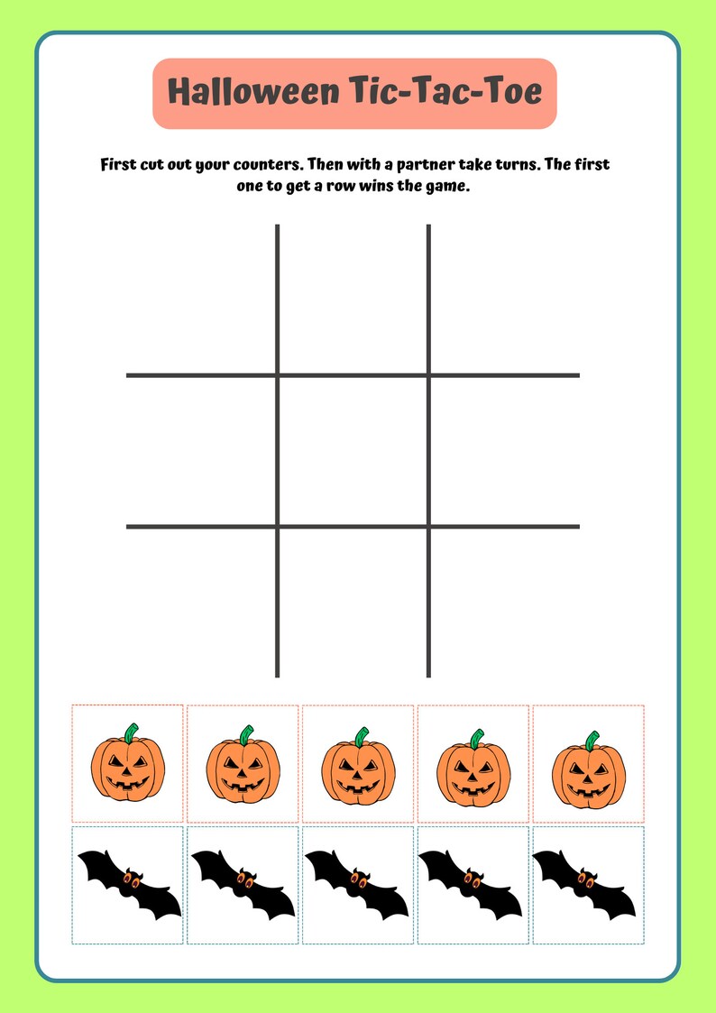 Halloween Activity for Kids - Tic-tac-toe - Family Activity Printable ...