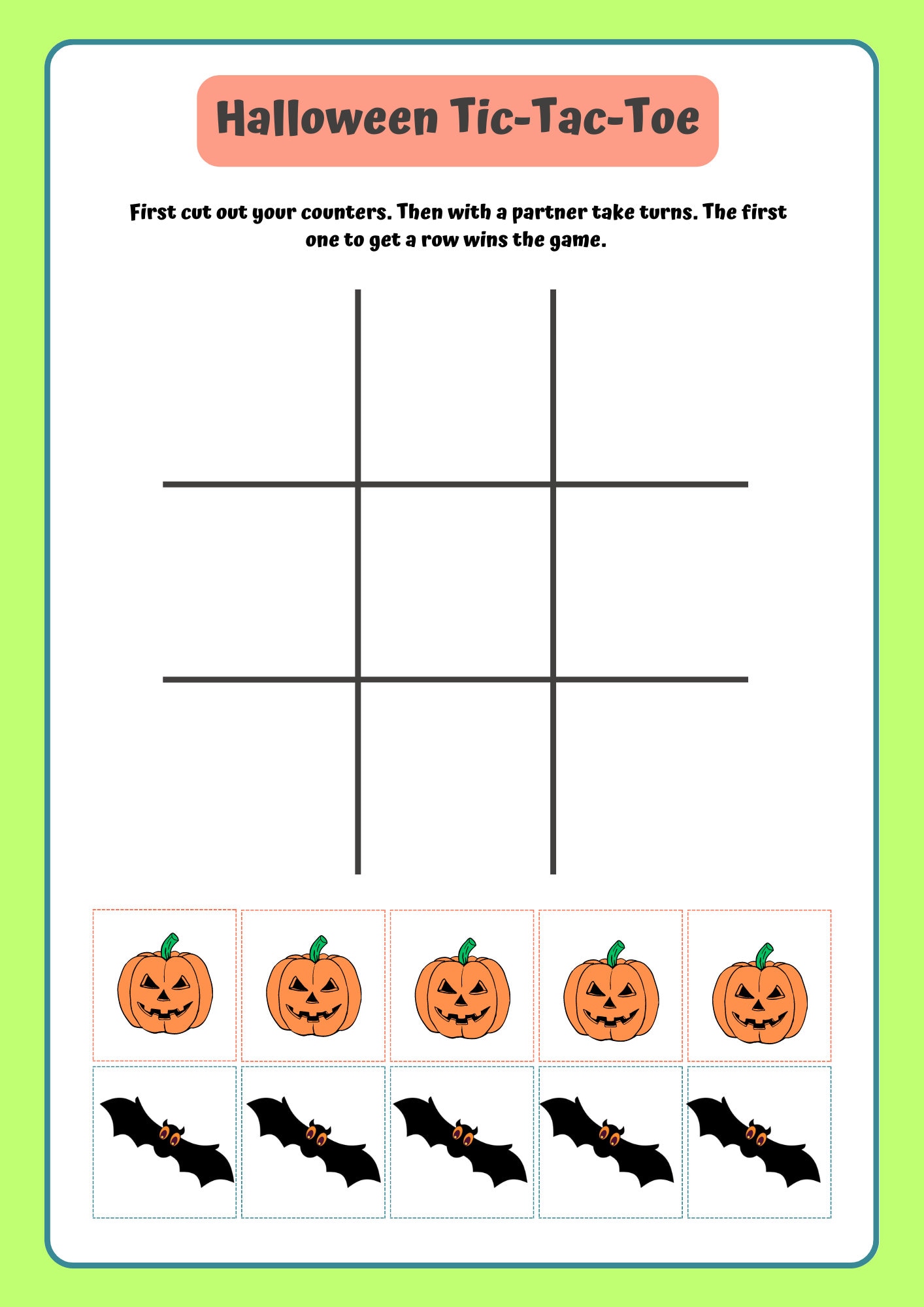 Halloween Activity for Kids Tic-tac-toe Family Activity Printable - Etsy