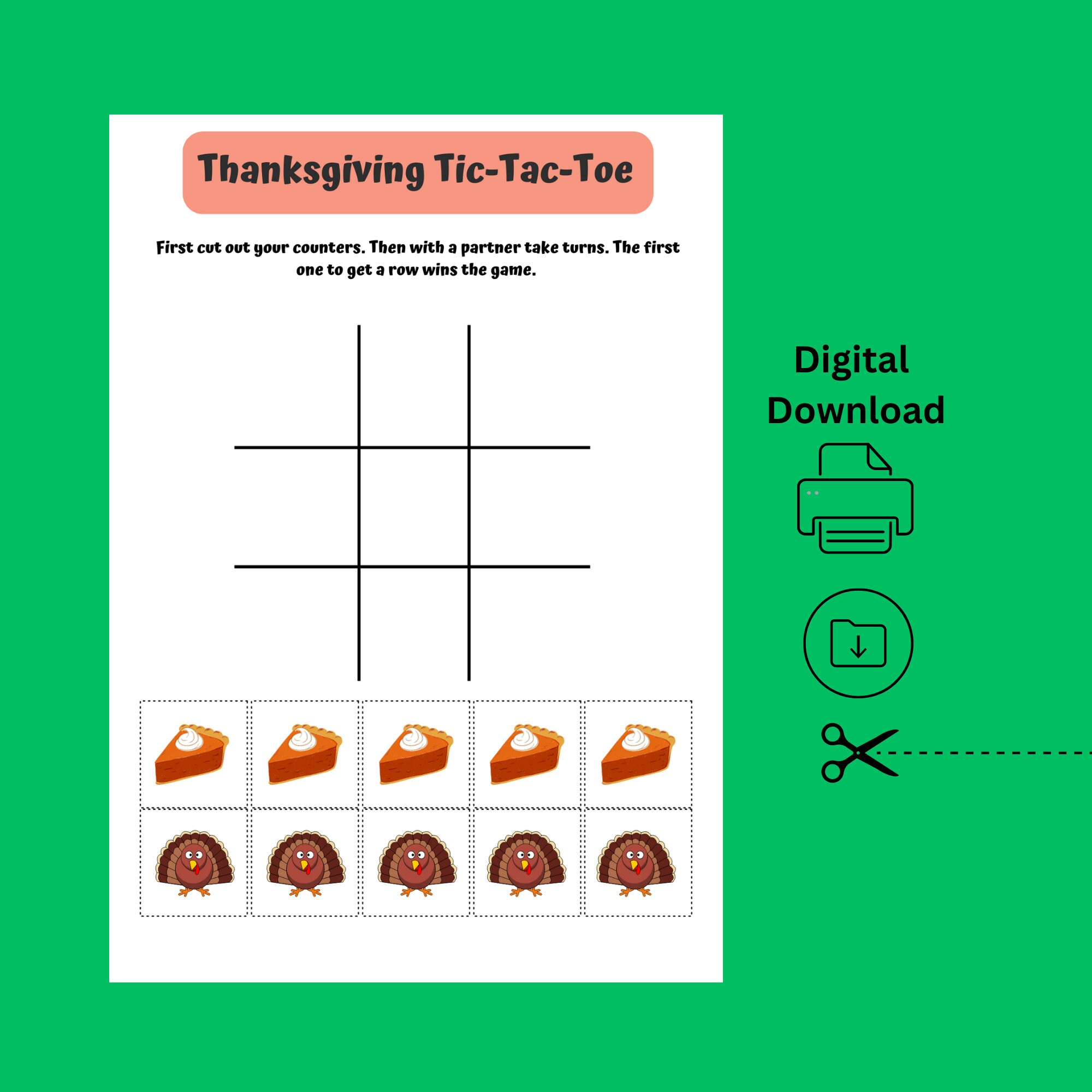 Thanksgiving Activity for Kids - Tic-tac-toe - Family Activity ...