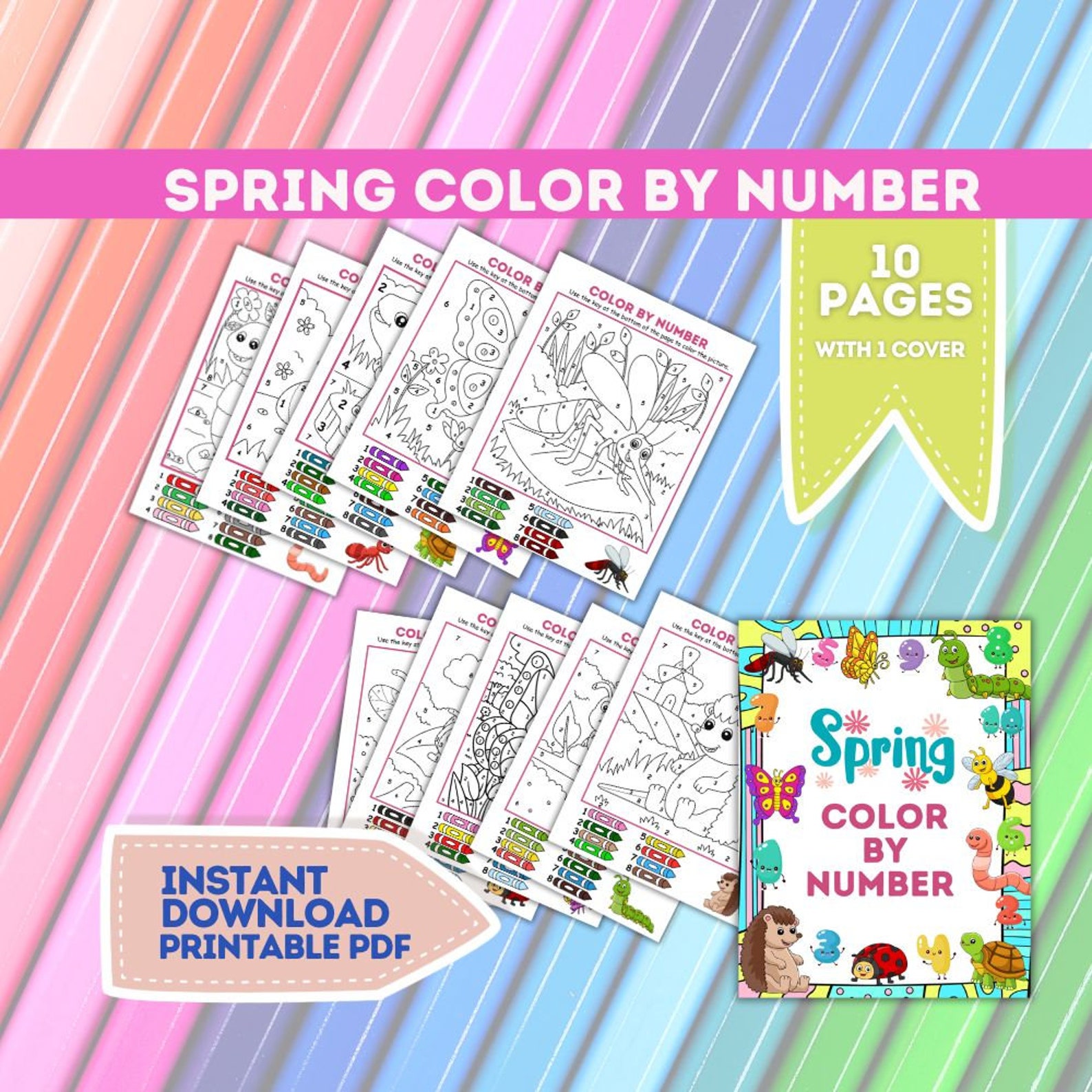 Spring Color by Numbers, Spring Activities for Preschool, Toddlers ...