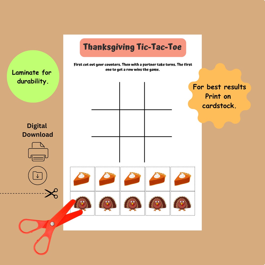 Thanksgiving Activity for Kids - Tic-tac-toe - Family Activity ...