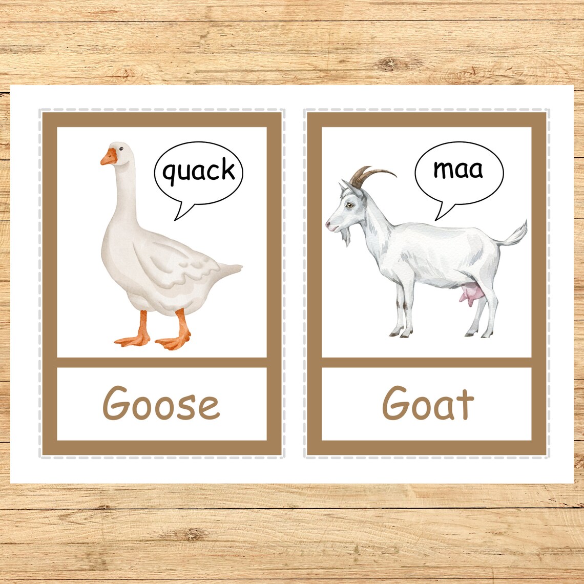 Animals and Their Sounds Flashcards Learning the Animal Names and ...