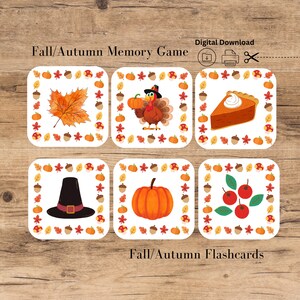 Thanksgiving Memory and Matching Game. Instant Digital Download ...
