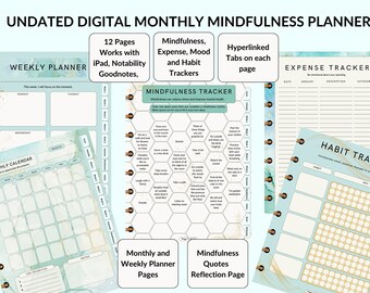 DIGITAL MINDFULNESS PLANNER | Editable Monthly Planner | Mindfulness ...