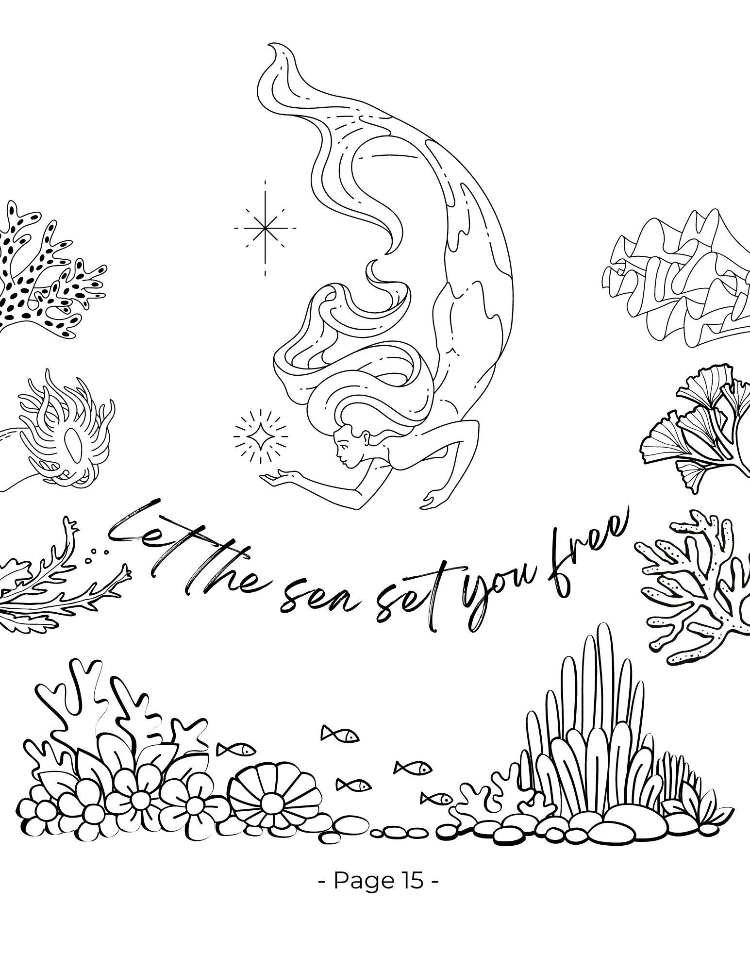 30 Mermaid Coloring Pages for Adults, Teens & Kids Fantasy Coloring ...