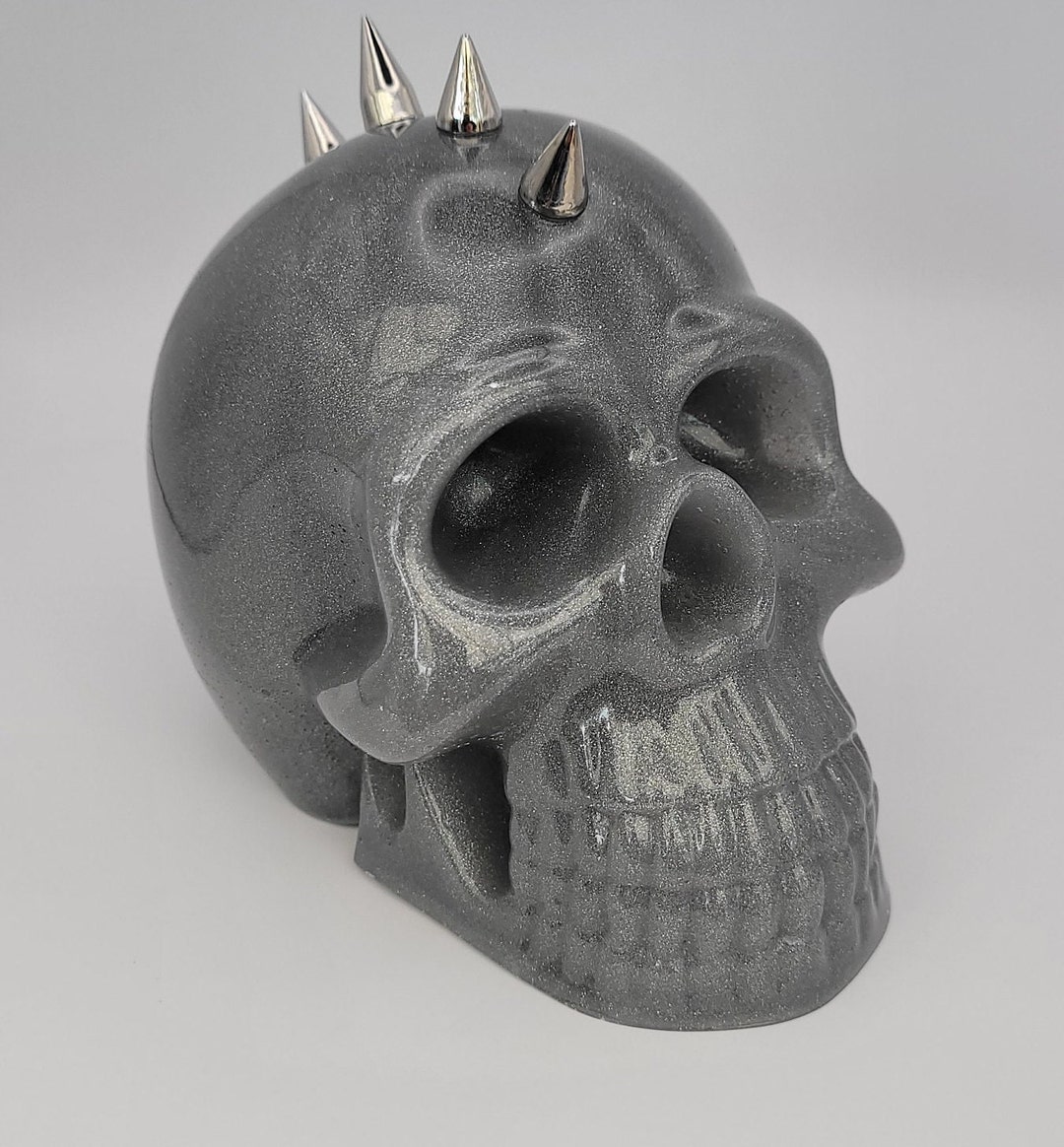 Punk Rock Skull, Handcrafted Resin Skull, Gothic Skull, Gothic Rock ...