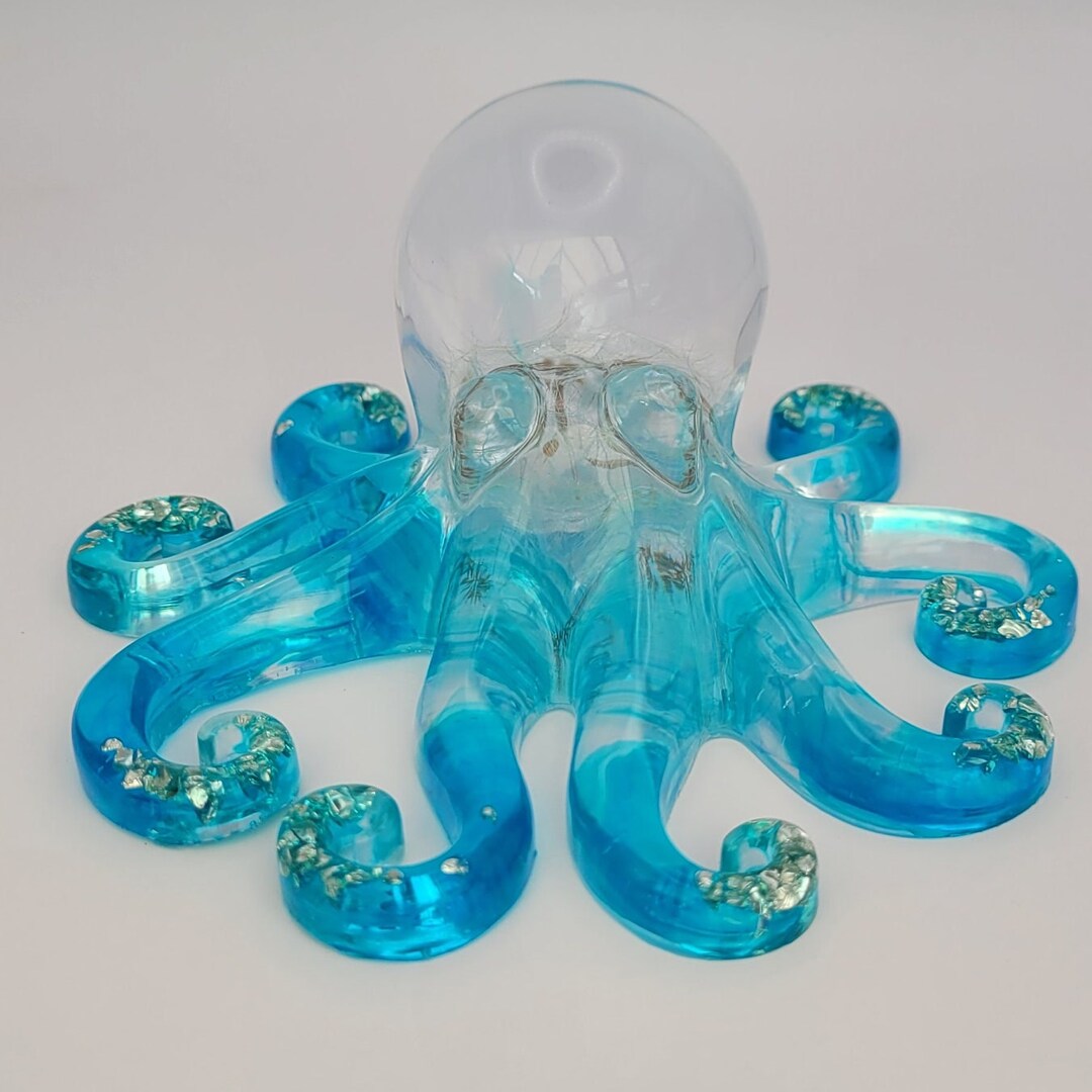 Resin Octopus Art, Blue Tinted Octopus, Decorative Octopus, Octopus ...