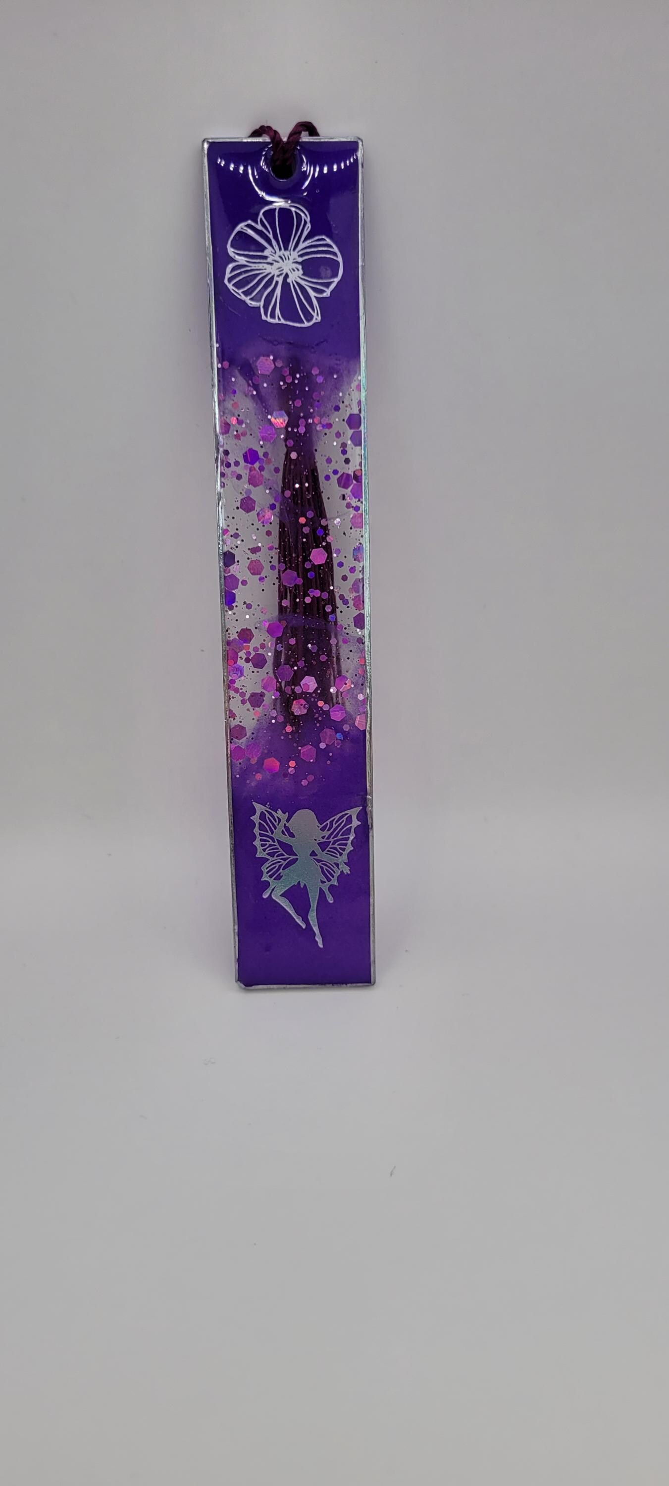 Purple Flower Bookmark, Resin Bookmark, Purple Resin Bookmark, Book ...