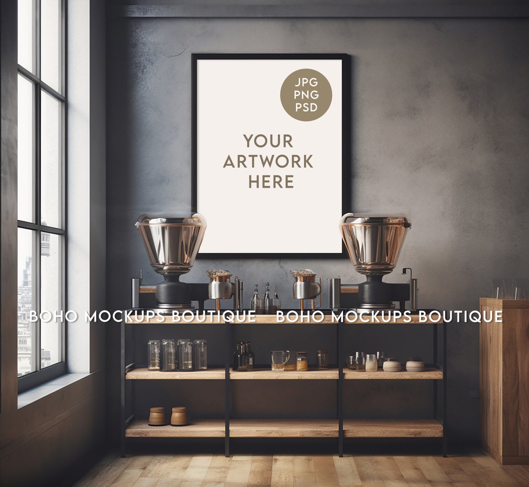 Coffee Shop Interior Mockup 12x16 Frame Mockup Airspace Style 3:4 Ratio ...