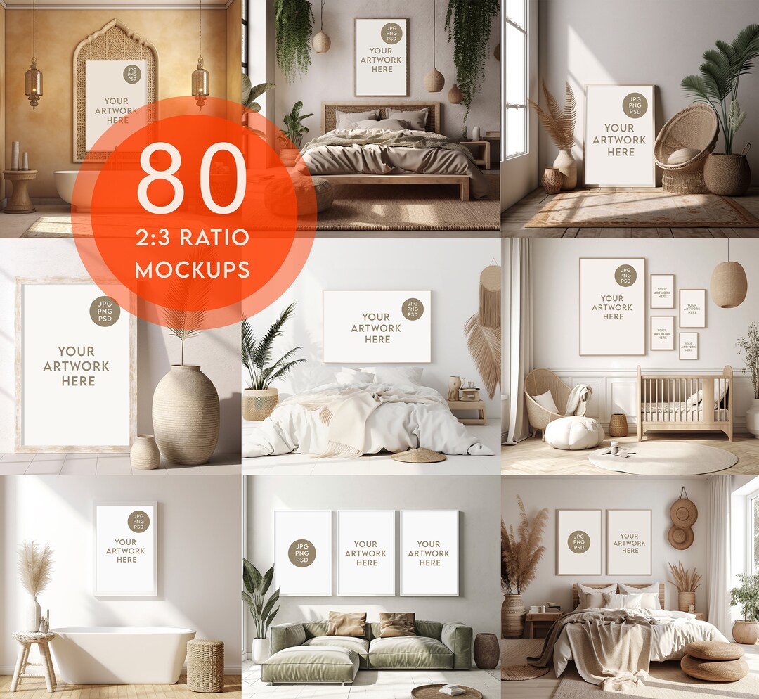 80 Boho Mockup Bundle for 2:3 Ratio Artworks 12x18 Frame - Etsy