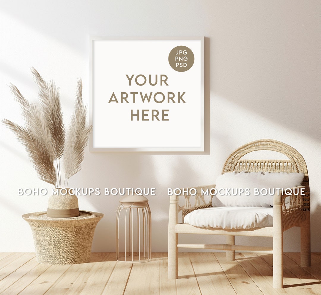 Large Wall Art Mockup Boho Mockup Frame Minimalist Mockup Eclectic ...