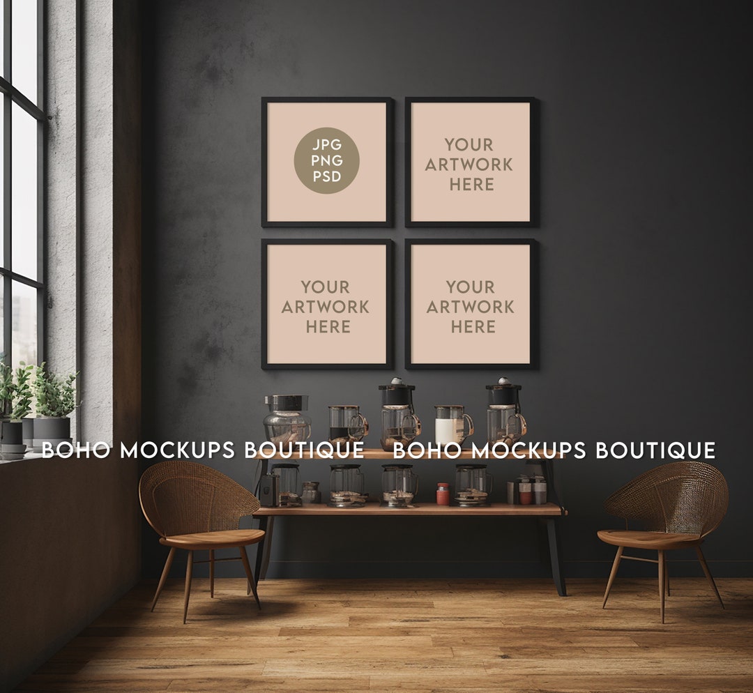 4 Frame Coffee Shop Interior Mockup 1x1 Frame Mockup Airspace Style. - Etsy