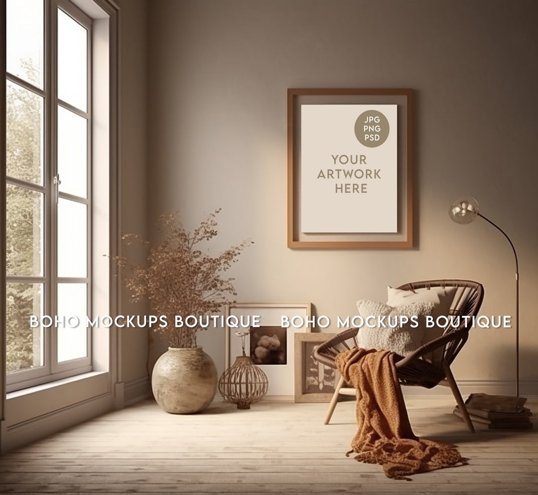 12x16 Frame Boho Mockup Farmhouse Interior Boho Style Mockup for 3:4 ...