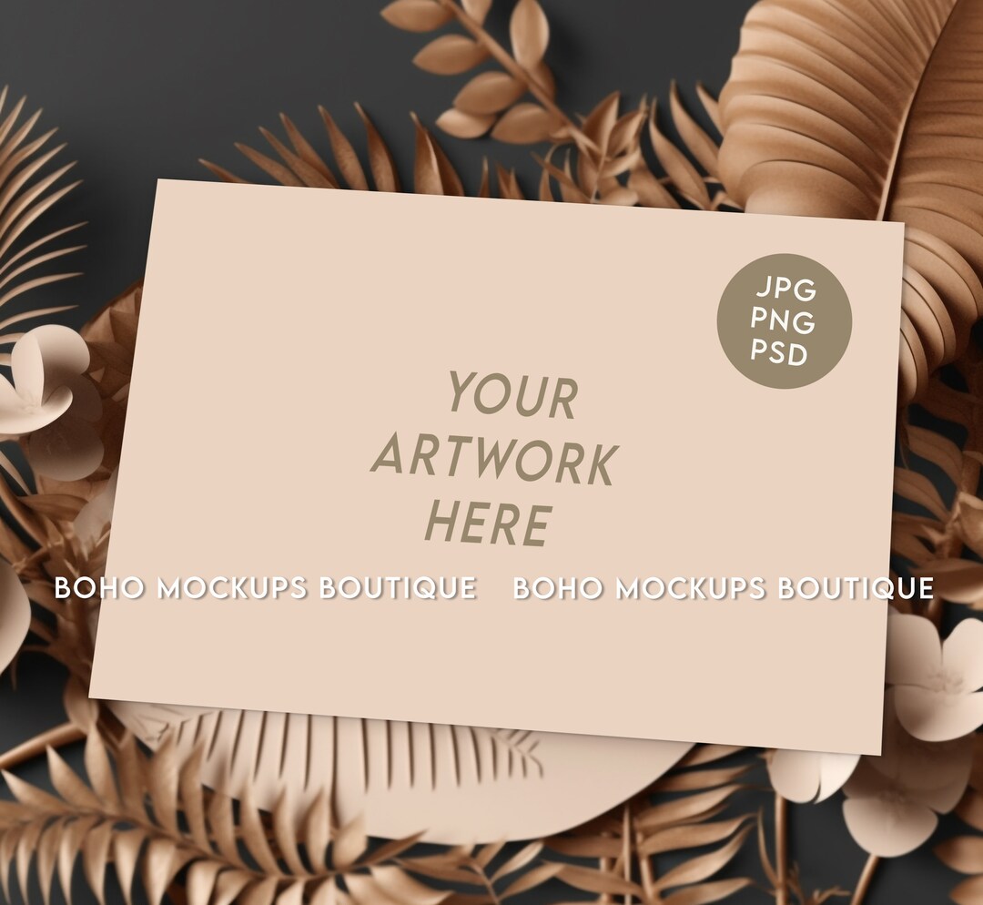 4x6 Horizontal Boho Card Mockup Boho Style Card Mockup With Bronze ...
