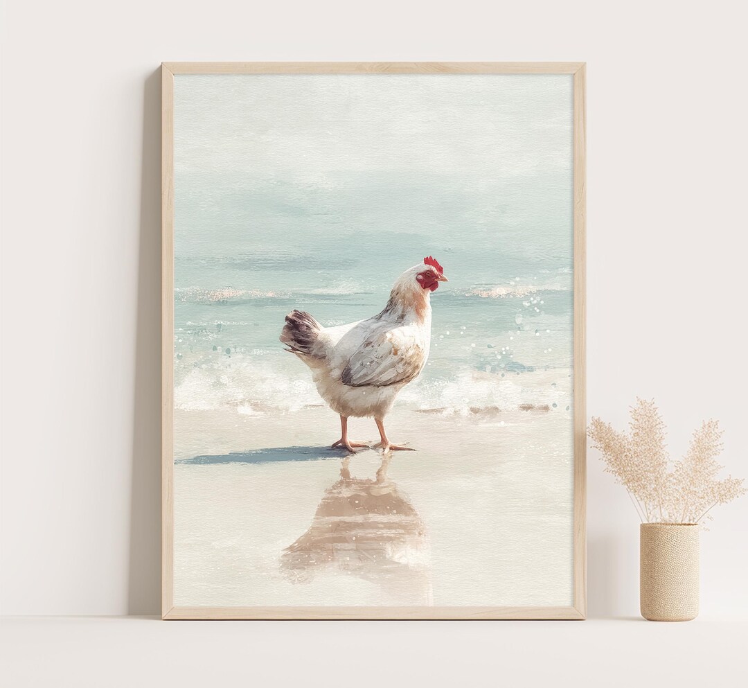 Lustiges Huhn am Strand Poster: Küsten Bauernhaus Küche Wandkunst - Etsy.de