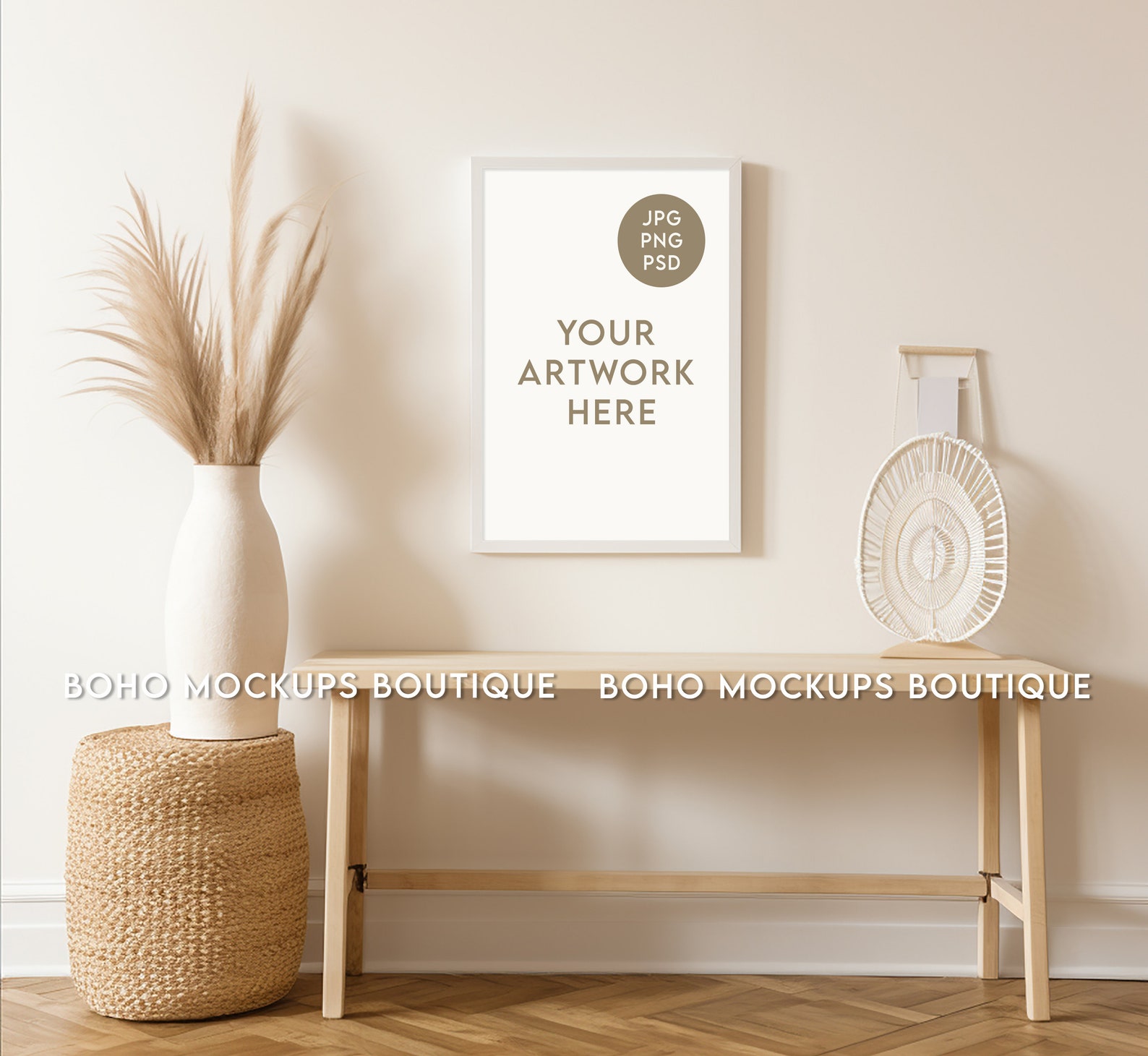12x18 Frame Boho Living Room Mockup Farmhouse Mockup for 2:3 Ratio ...