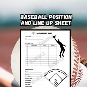 Baseball Position and Line up Sheets 8.5x11" | 1 Digital Downloads ...
