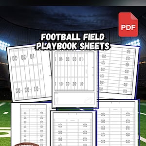 Football Field Playbook Sheets for Football Coach or Player 8.5x11 | 6 ...