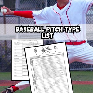Baseball Pitch Types List Sheet 8.5 X 11" | 2 Pdf Digital Downloads ...