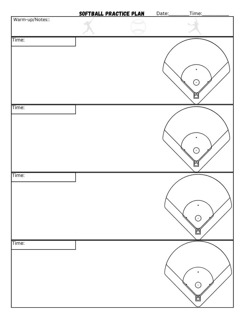 Softball Practice Plans 8.5x11" | 4 Pdf Digital Downloads | Softball ...