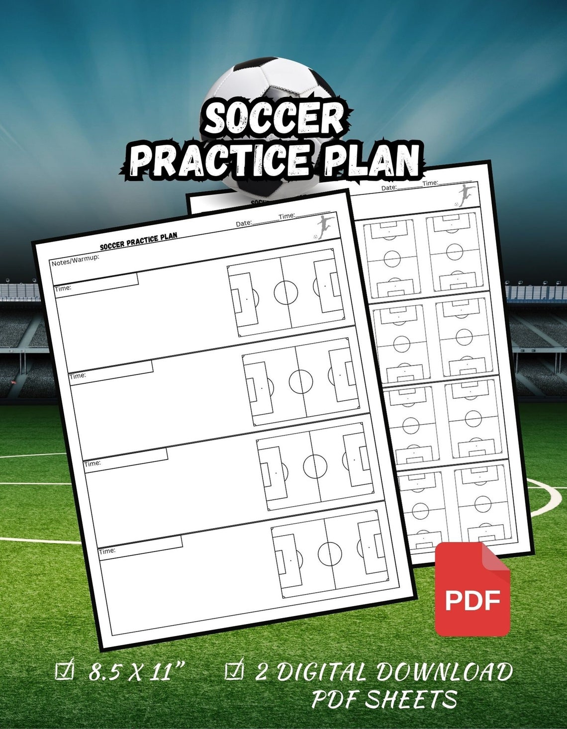 Soccer Practice Plan Sheets 8.5x11" | 2 Digital Downloads | Soccer ...