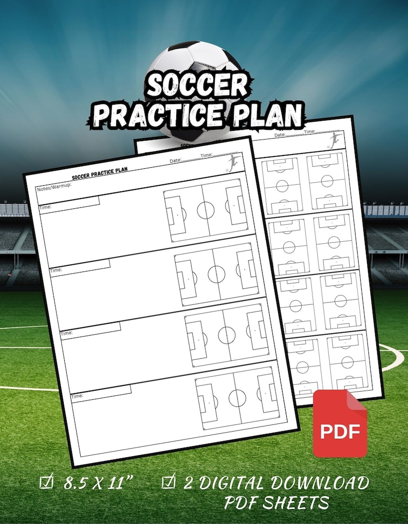Soccer Practice Plan Sheets 8.5x11" | 2 Digital Downloads | Soccer ...