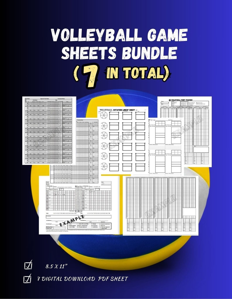 Volleyball Game Stats Sheets Bundle | Scouting, Point Tracker (digital ...