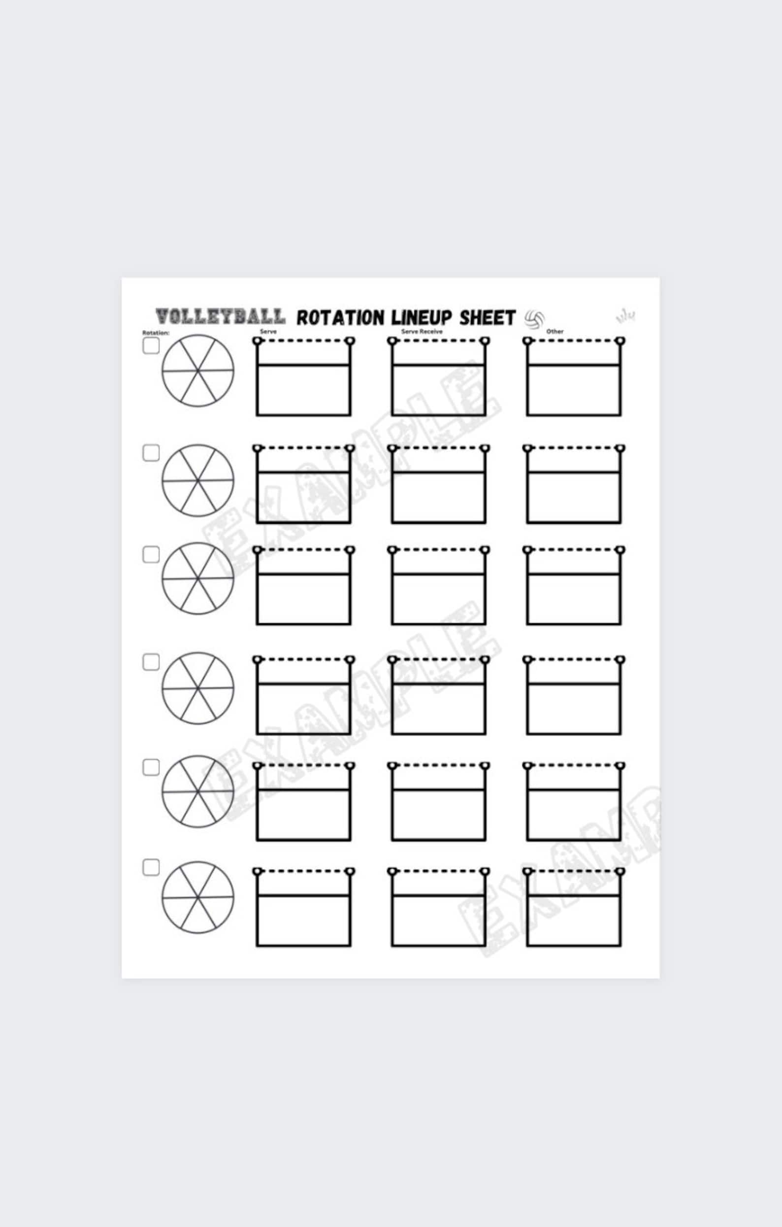 Volleyball Rotation Lineup Sheet for Volleyball Coach 8.5x11 | Digital ...