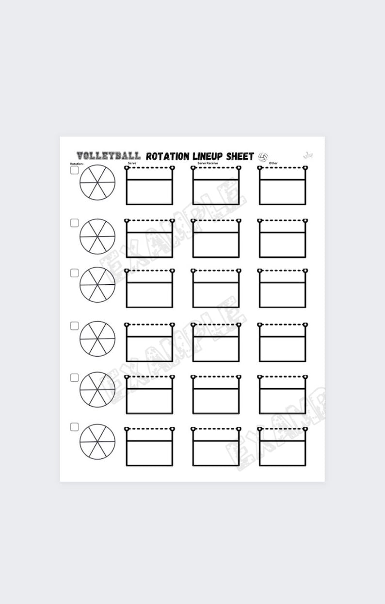 Volleyball Rotation Lineup Sheet for Volleyball Coach 8.5x11 | Digital ...