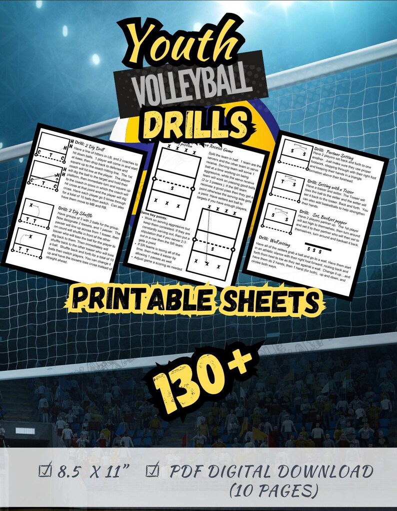 130 Youth Volleyball Drills 8.5x11" | Digital Download | Volleyball ...
