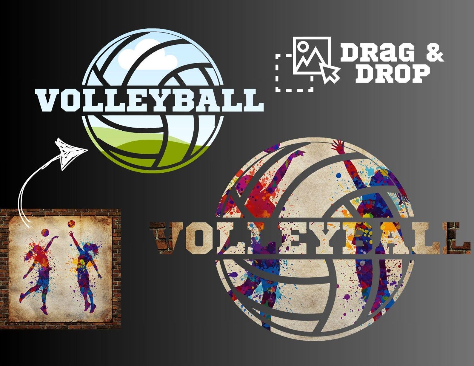 Volleyball Canva Frames, Volleyball Canva Templates, Editable Ball ...