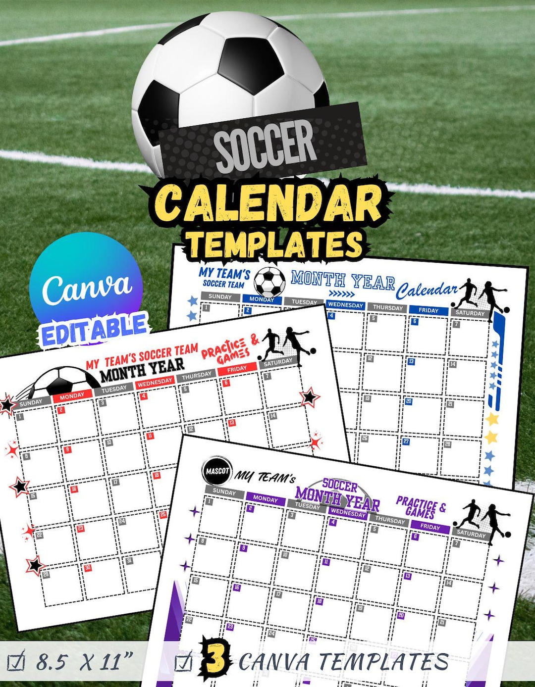 Soccer Season Calendar Template | Editable Practice & Game Schedule ...