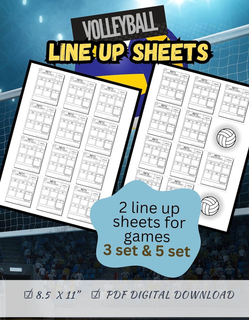 Volleyball Lineup Card for Coaches | 3-set & Bonus 5-set Lineup Sheets ...