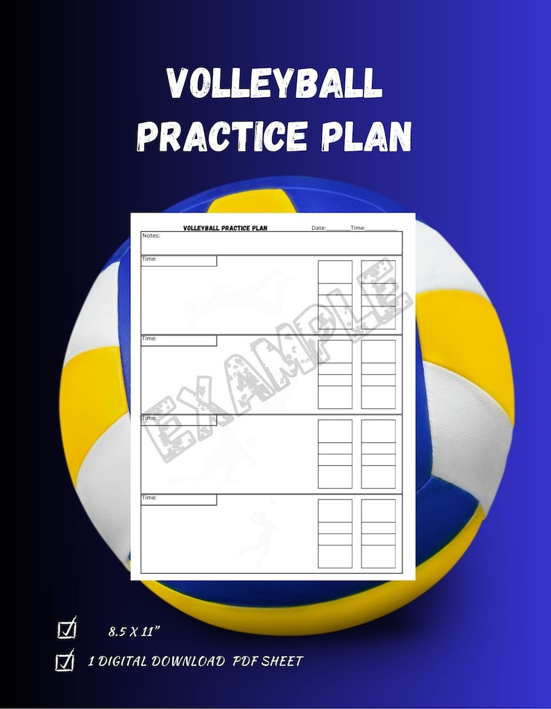 Volleyball Practice Plan Sheet 8.5x11" | Digital Download | Volleyball ...