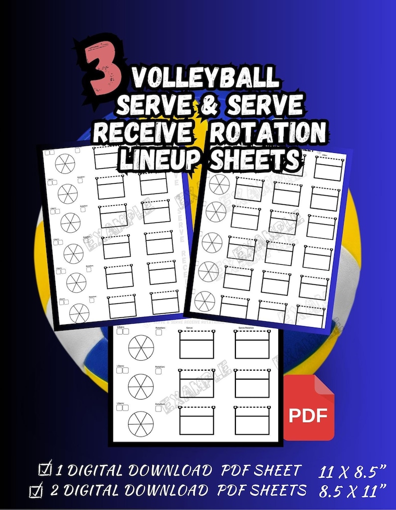 Volleyball Serve & Serve Receive Rotation Lineup Sheets - 3 Total for ...