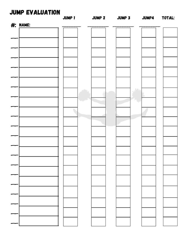 Cheerleading Tryout Evaluation 18 Sheets 8.5x11" Pdf | Digital Download ...
