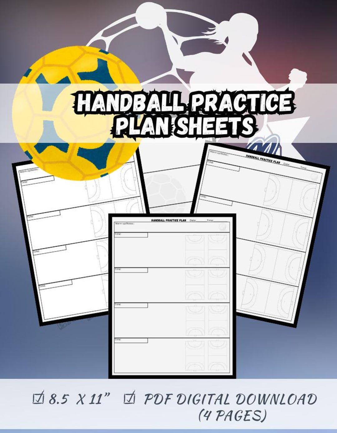 Handball Practice Plan Sheets 8.5x11" | 4 Digital Downloads | Handball ...