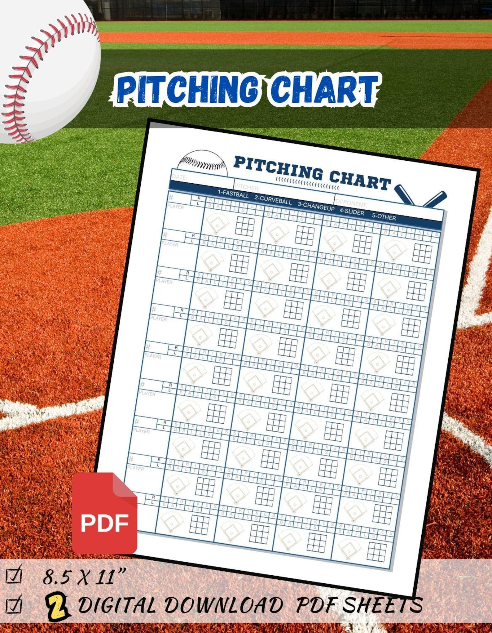 Baseball Pitching and Bullpen CHARTS Stat Sheet /PDF File Digital ...
