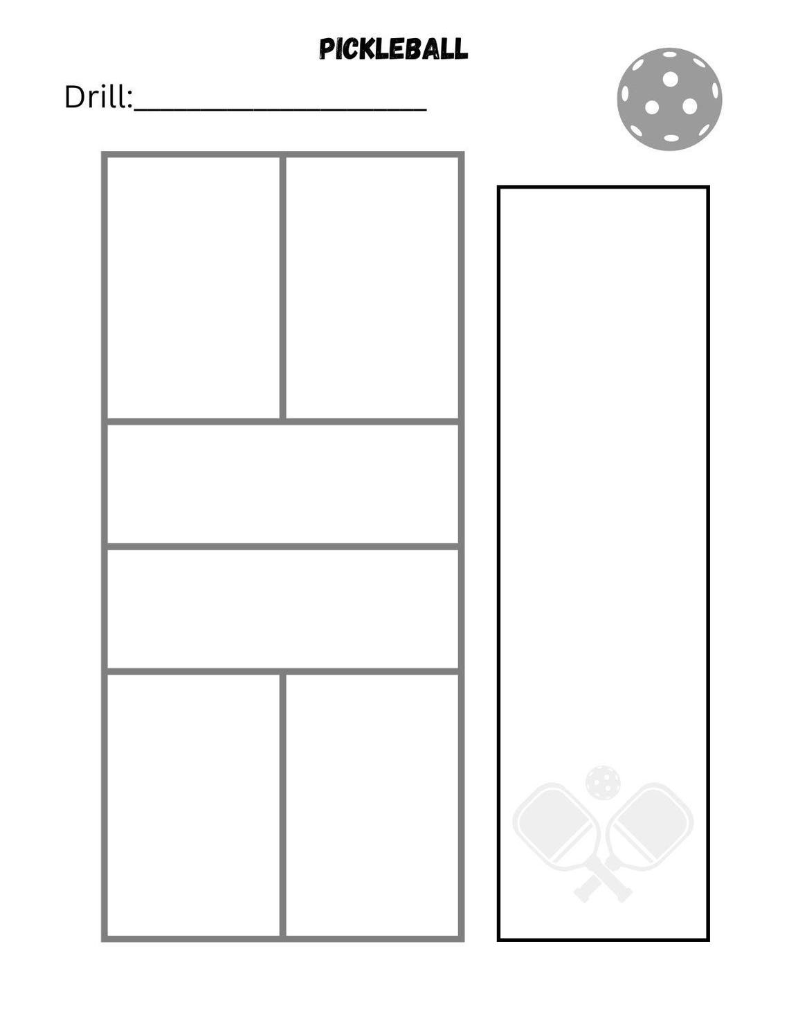 Pickleball Blank Drill Sheets for Pickleball Coach or Player 11x8.5 | 5 ...
