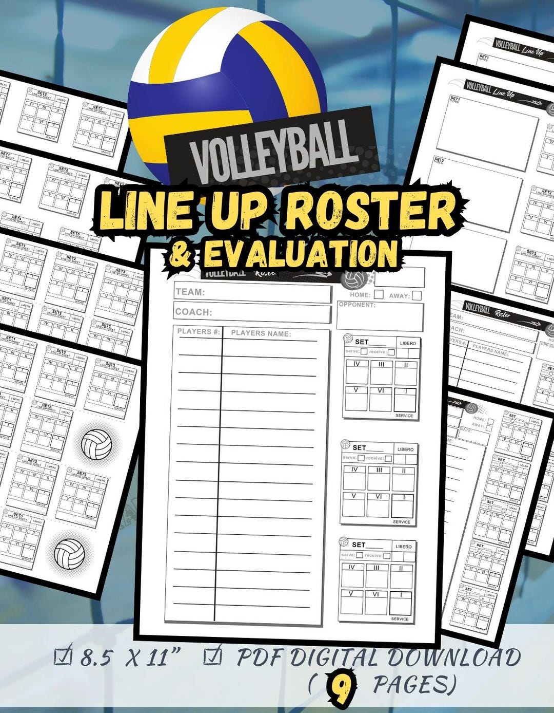 Volleyball Lineup & Roster Sheets and Line up Evaluation for Volleyball ...